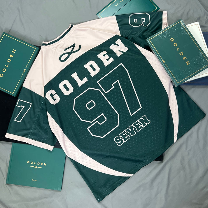 BTS JUNGKOOK GOLDEN NFL JERSEY BY MOON JUJI – Moon Juji
